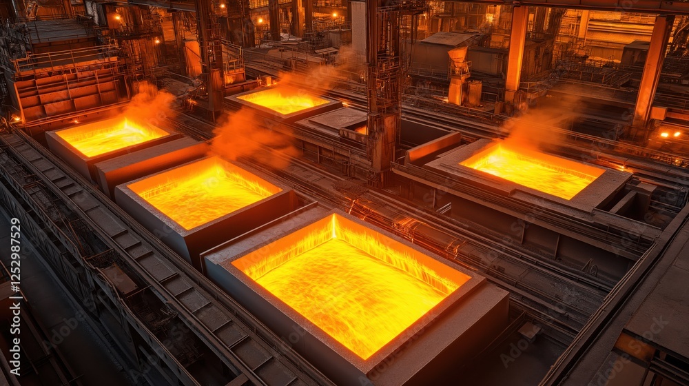 High-temperature steel foundry with multiple molten metal casting ...