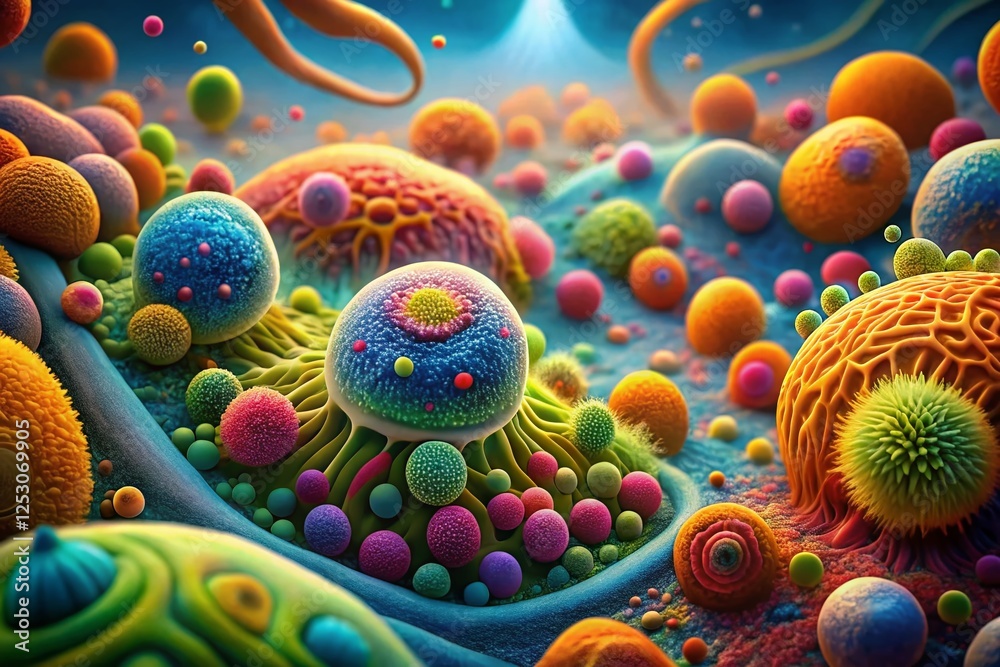 Microscopic Landscape: A Prokaryotic Cell's Surface, Bacterial Cell ...