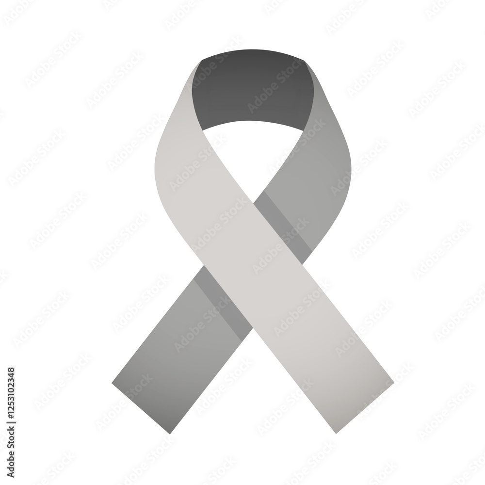 Asthma ribbon icon. Asthma awareness ribbon vector symbol in grey color ...