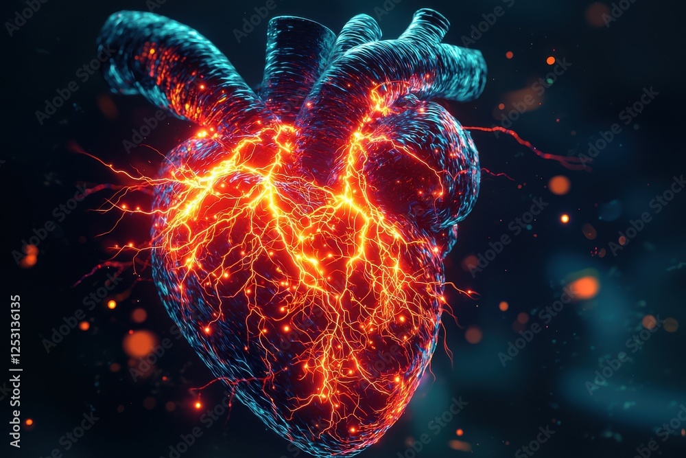Visualization of electrical signals within a beating heart highlighting ...