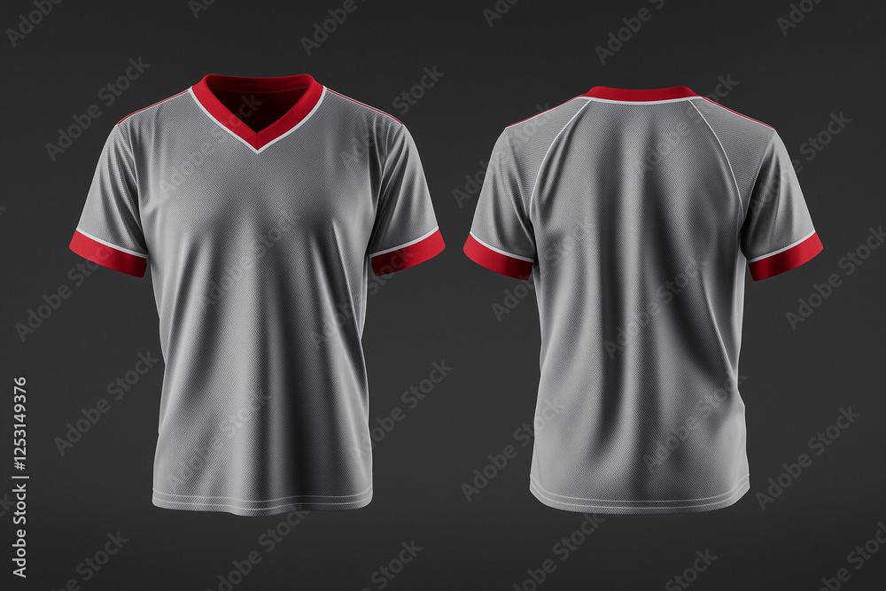 gray and red jersey template for team clubs, jersey sport, front and ...