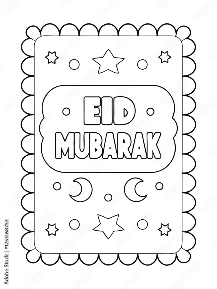 Printable Eid Mubarak Coloring Page for Kids outline art . color page ...