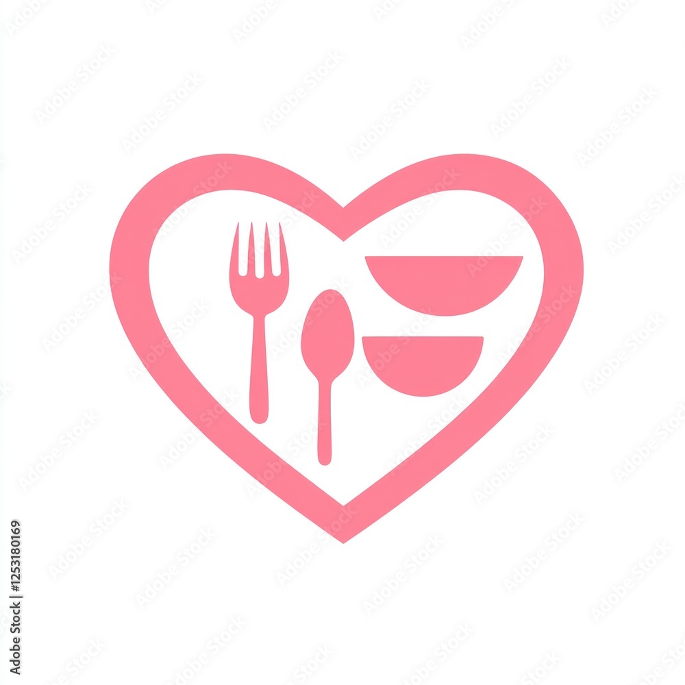 Heart-shaped icon of food, healthy eating symbol, for a meal plan app ...