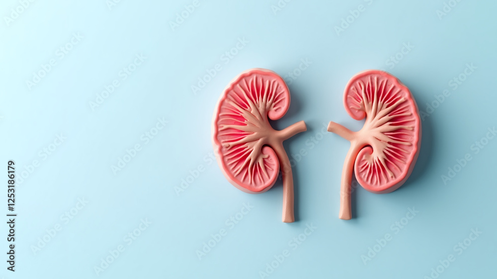 Kidneys on Clean Background with Copy Space, Nephrology, Chronic kidney ...