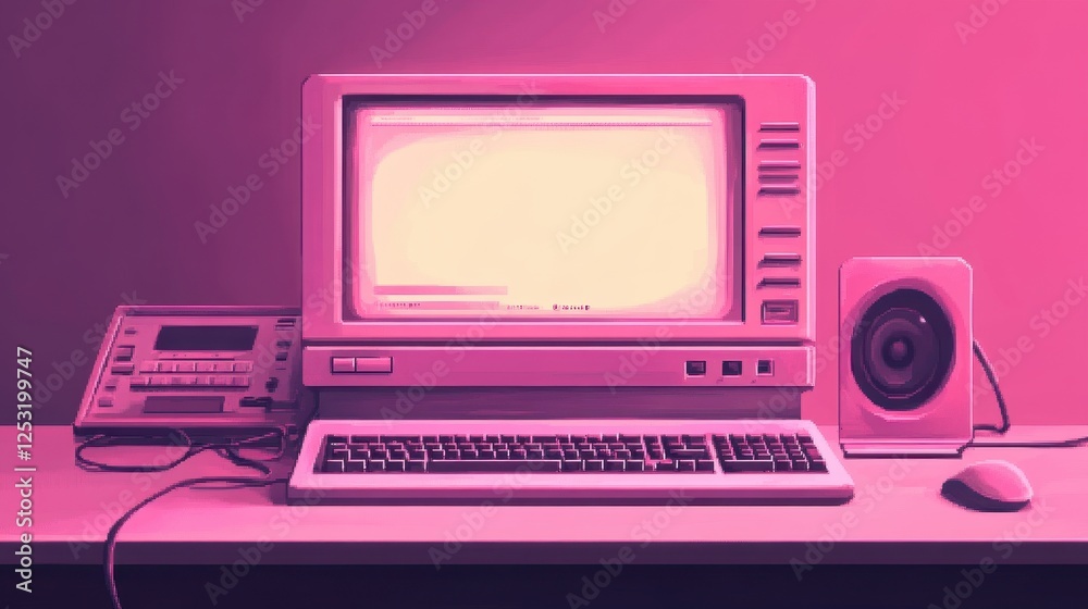 Retro old computer user interface,Pink Y2K computer window page and retro interface of PC ...