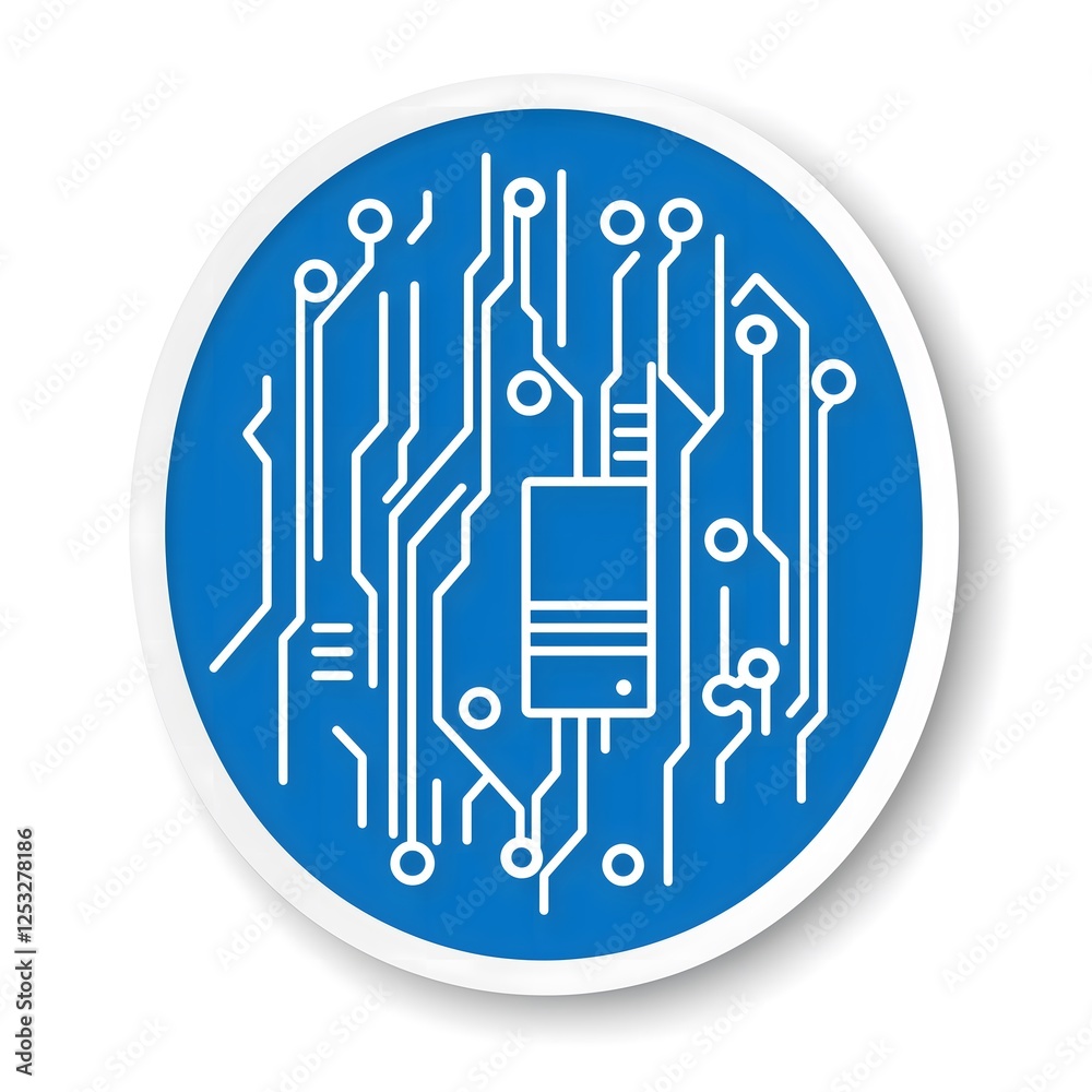 Electronic Circuit Board Technology Blue Circle Decal Digital Computer ...