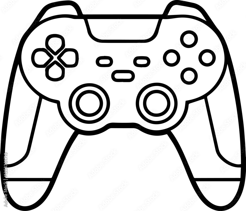 Gaming Controller Line Art Vector | Outline Illustration for Coloring ...