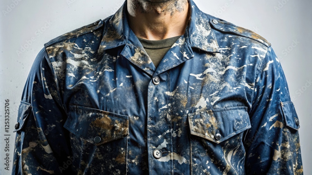 Navy uniform covered in a thick layer of slimy substance, sterile ...