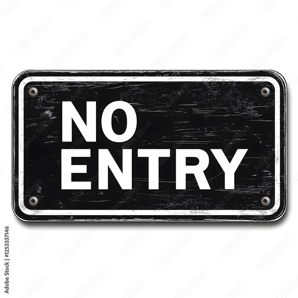 Professional No Entry Black Rectangular Warning Sign Decal with ...