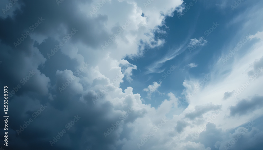 Dramatic cloudy sky texture with dark storm clouds and soft wisps ...