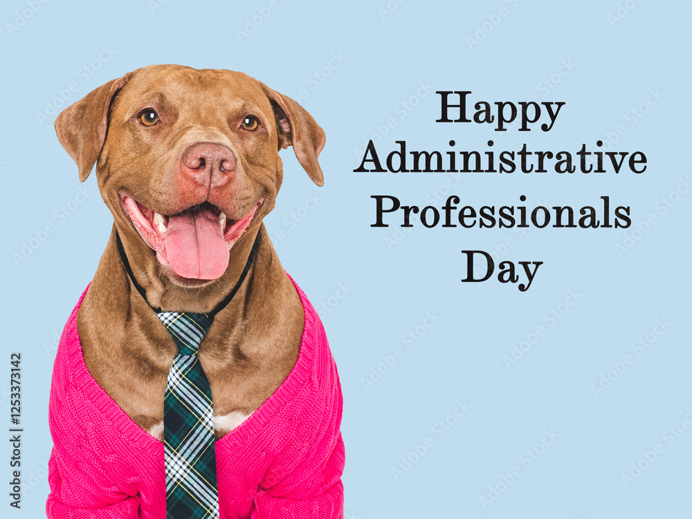 Happy Administrative Professionals Day. Cute dog and congratulatory ...