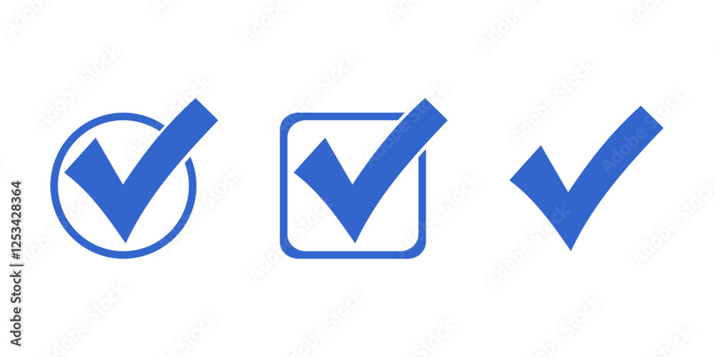 Vector de Stock Check mark icon set. accept checkmark icons tick box, check list circle frame ...