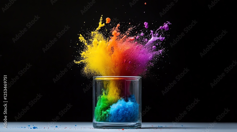 Highspeed photograph of a scientist dropping a catalyst into a test ...