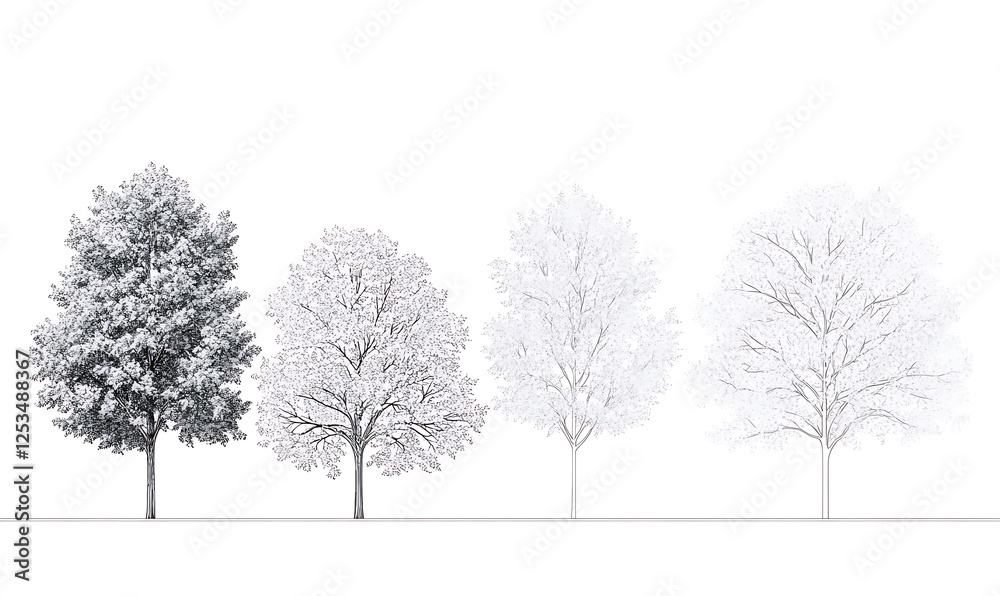 Abstract Architectural Drawings, Minimal style cad tree line drawing ...