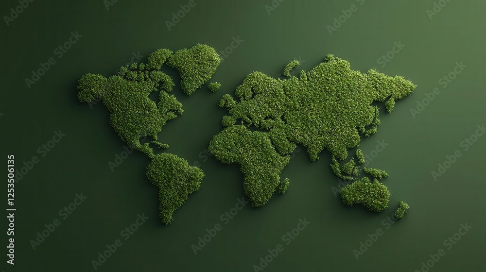 net zero greenhouse environment. Digital rendering of a world map ...