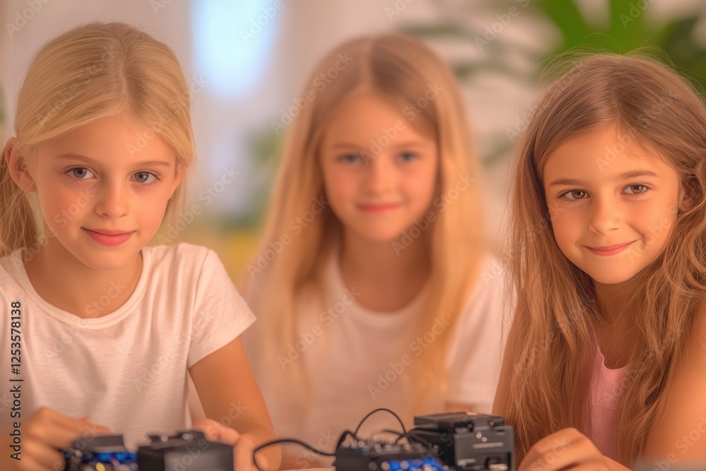 Inspiring Young Minds Children building a laser-controlled circuit and engaging in a STEM coding ...