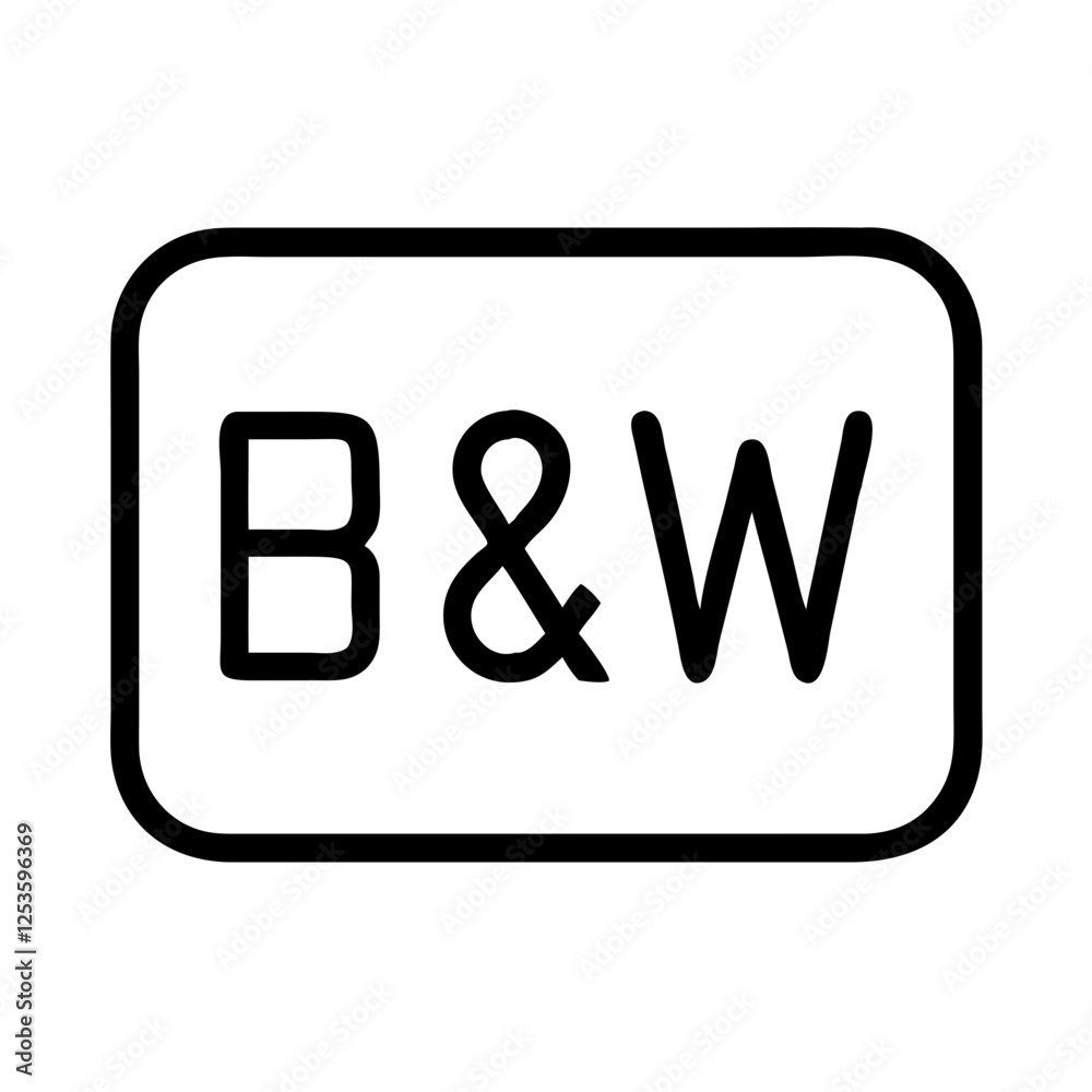 B&W text logo in black and white outline style Stock Vector | Adobe Stock