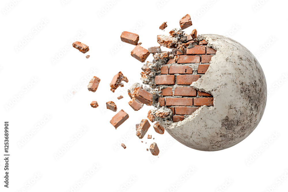 Demolished Brick Wall with Impacting Sphere - Destruction and ...