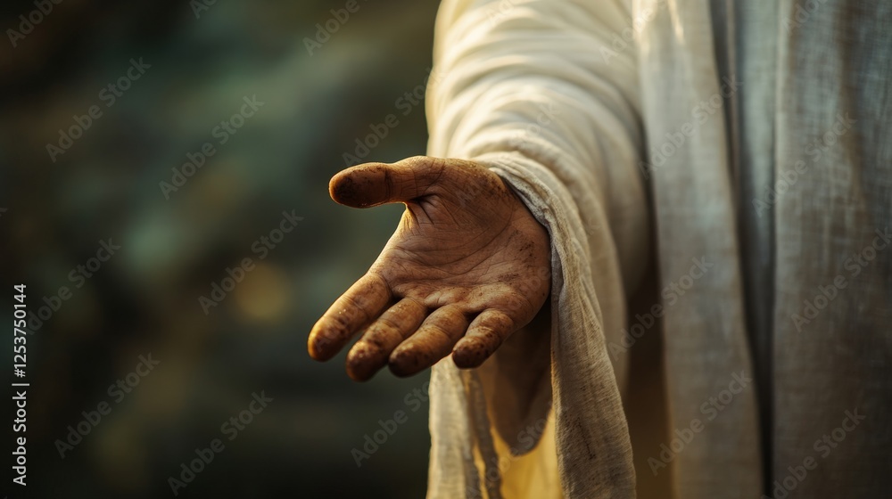 A soiled hand extended in offering grace and salvation Stock Photo ...