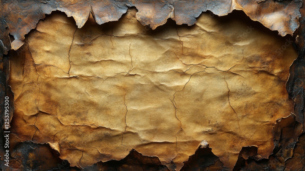 Ancient Parchment Scroll with Burned Edges, Vintage Textured Paper for ...