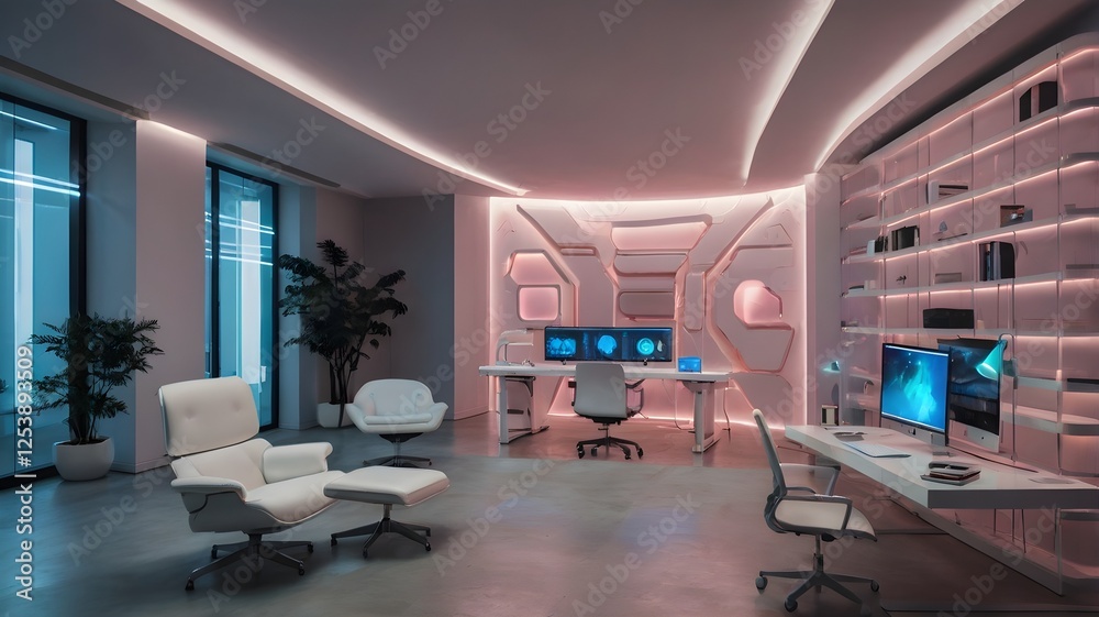 "Futuristic AI-Powered Study Room" – A sleek, modern study space with ...