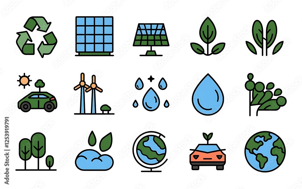 Eco Icons, Renewable Energy, Sustainability Graphics, Green Living ...