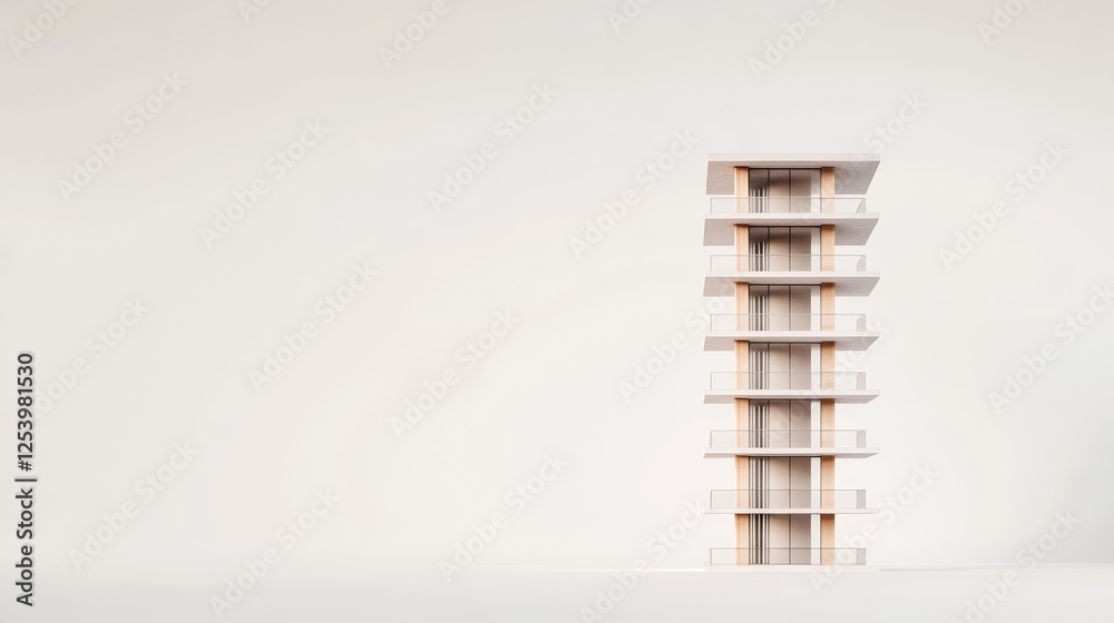 Modern minimalist architectural design of a six-story building ...