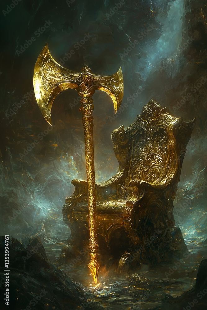 Golden Axe and Judicial Throne of Forseti – Symbol of Norse Justice and ...