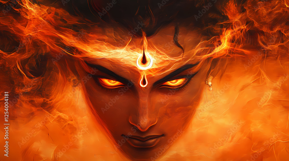 The power of shiva a digitally created image of the hindu god with a ...