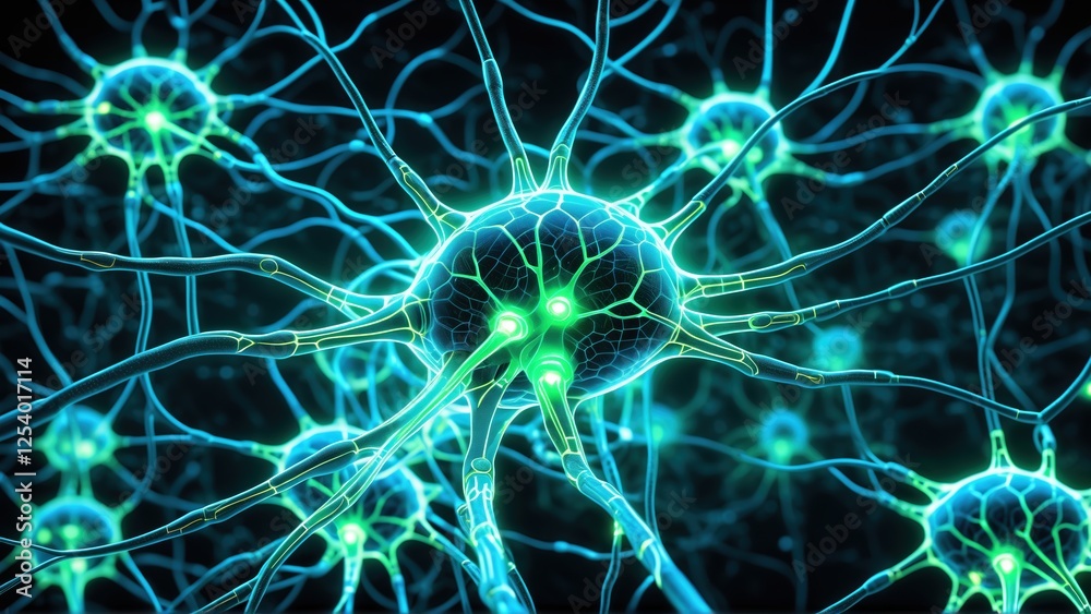 Bio-Cybernetic Neural Web Seamless Texture with Glowing Synapses ...