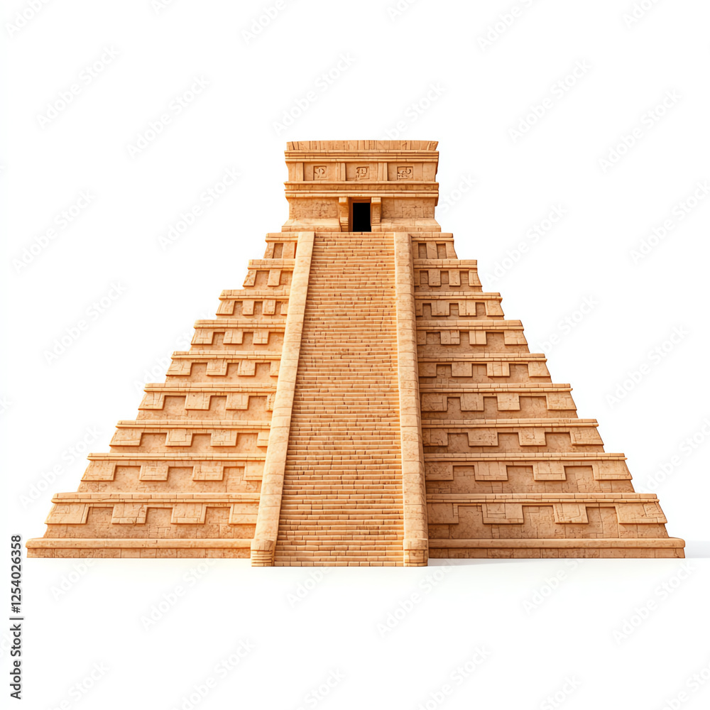 A detailed replica of a Mesoamerican pyramid, showcasing intricate ...