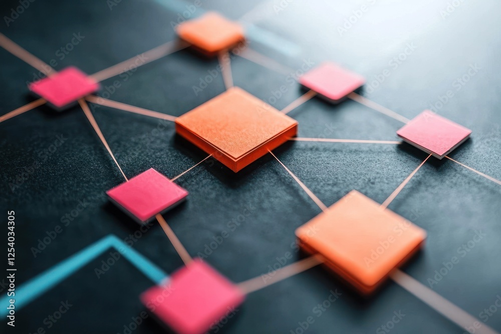 Ilustración de Stock Geometric shapes creating a dynamic flow chart for ...