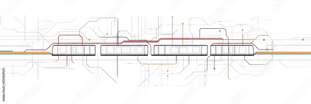 Metro station layout with a detailed subway map showing routes and ...