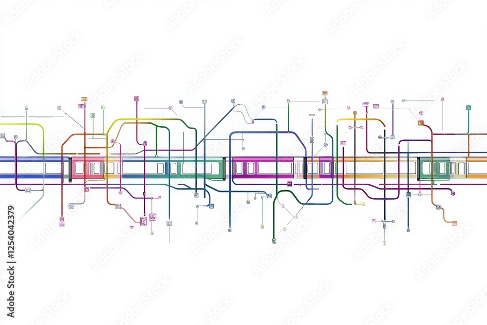 Metro subway map with lines, stations, and detailed layout of ...