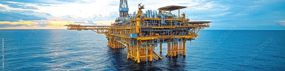 Offshore Oil Rig in Vast Ocean with Dramatic Sky: Deepwater Drilling ...