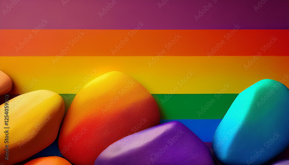 rainbow painted rocks blank space minimalism poor space background ...