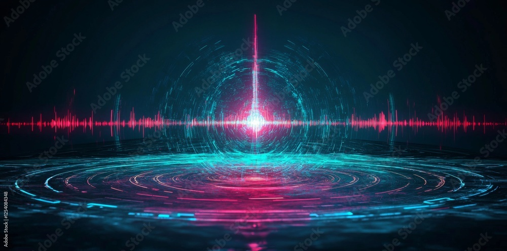 Music, notes, sound wave frequency, digital equalizer, audio ...