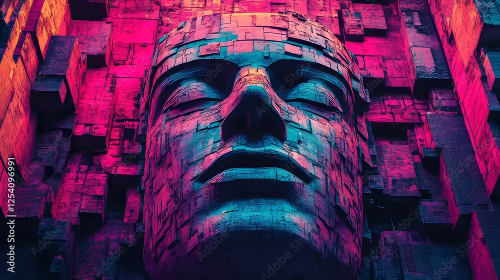 Surreal 3D artwork of a cyborg head encased in a frightening futuristic ...