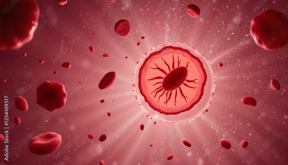 Blood drop revealing malaria parasite under microscope, health ...