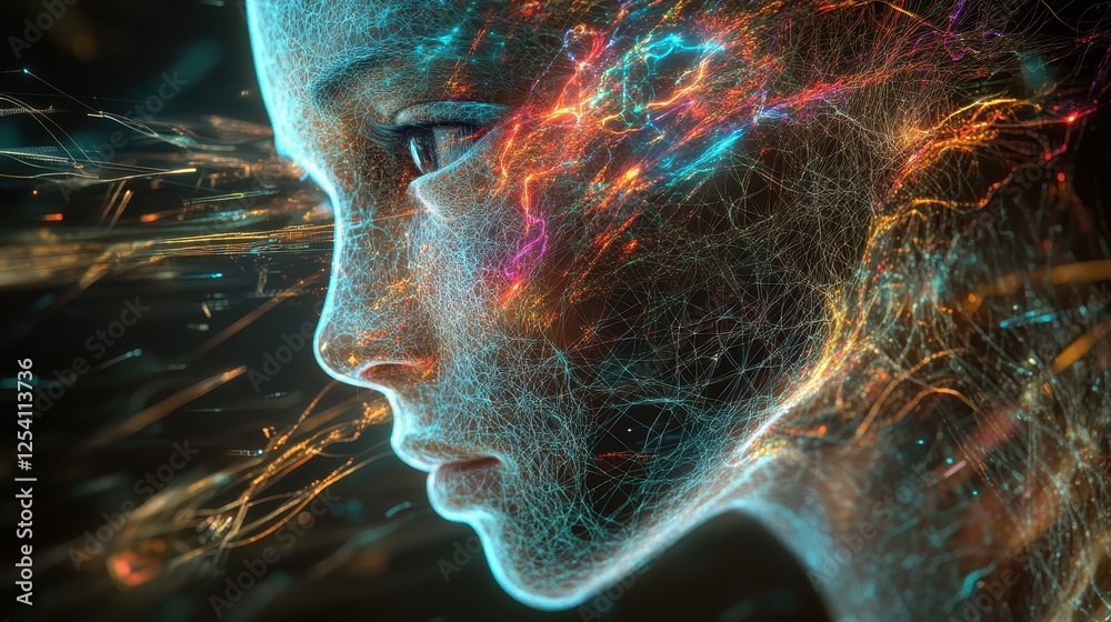 Generative AI A vivid representation of AI-generated images and creative designs, showcasing the ...