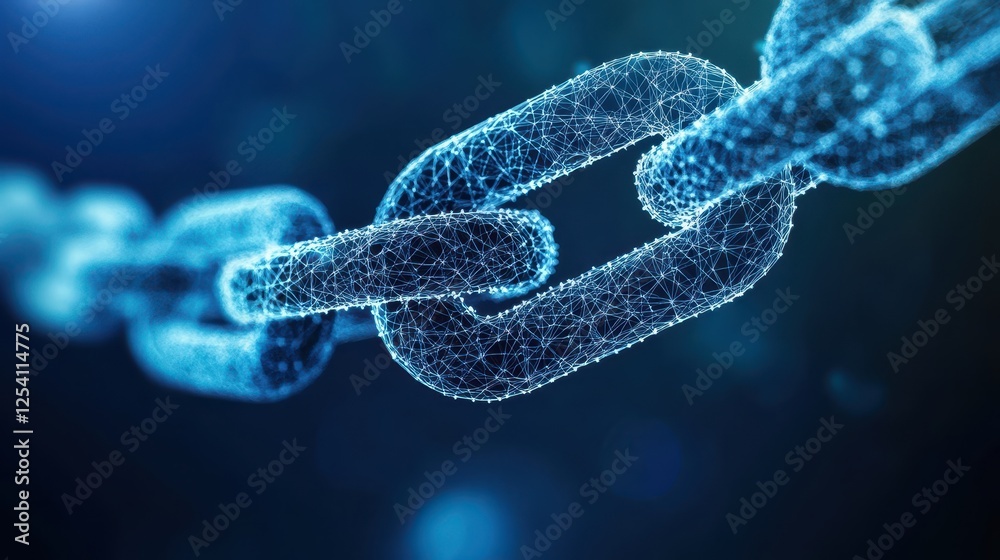 Blockchain in Supply Chain A digital ledger and blockchain system visualized as interconnected ...