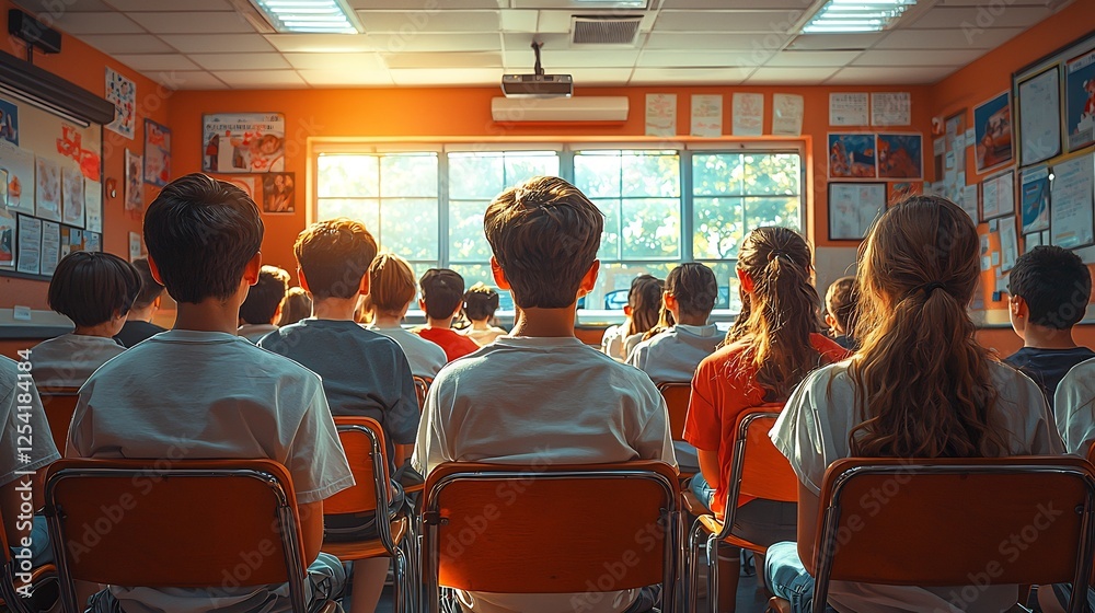 High school classroom where students learn about gender norms with boys ...