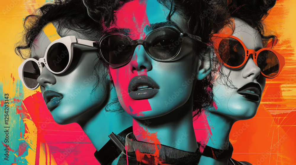 Rebellious women in vibrant collage showcasing punk culture and bold ...