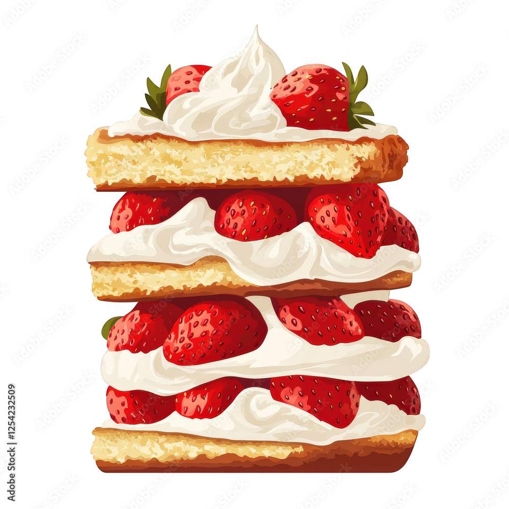 A graphic illustration of a classic strawberry shortcake, composed of ...