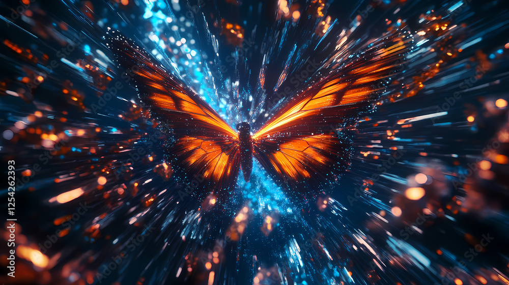 hd wallpapers glowing abstract butterfly with radiant wings, flying ...