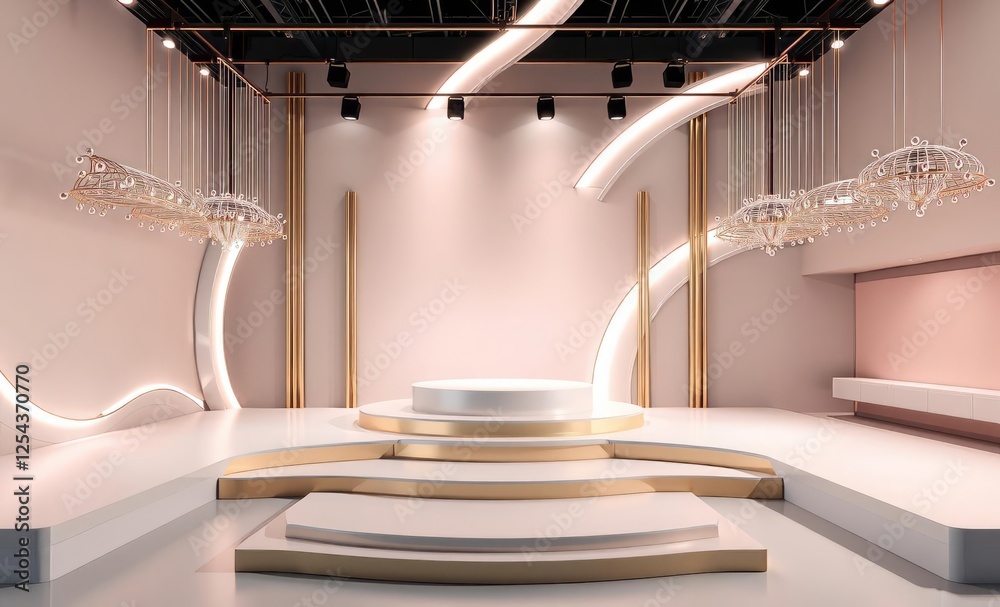 Decorative podium design template mockuo showcase backdrop free space ...