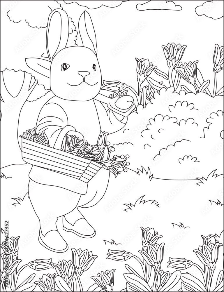 Rabbit easter coloring page vector bunny illustrator Stock Vector ...