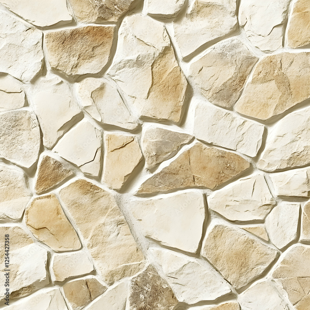 Textured mosaic of natural stone cladding in earthy tones, offering a ...