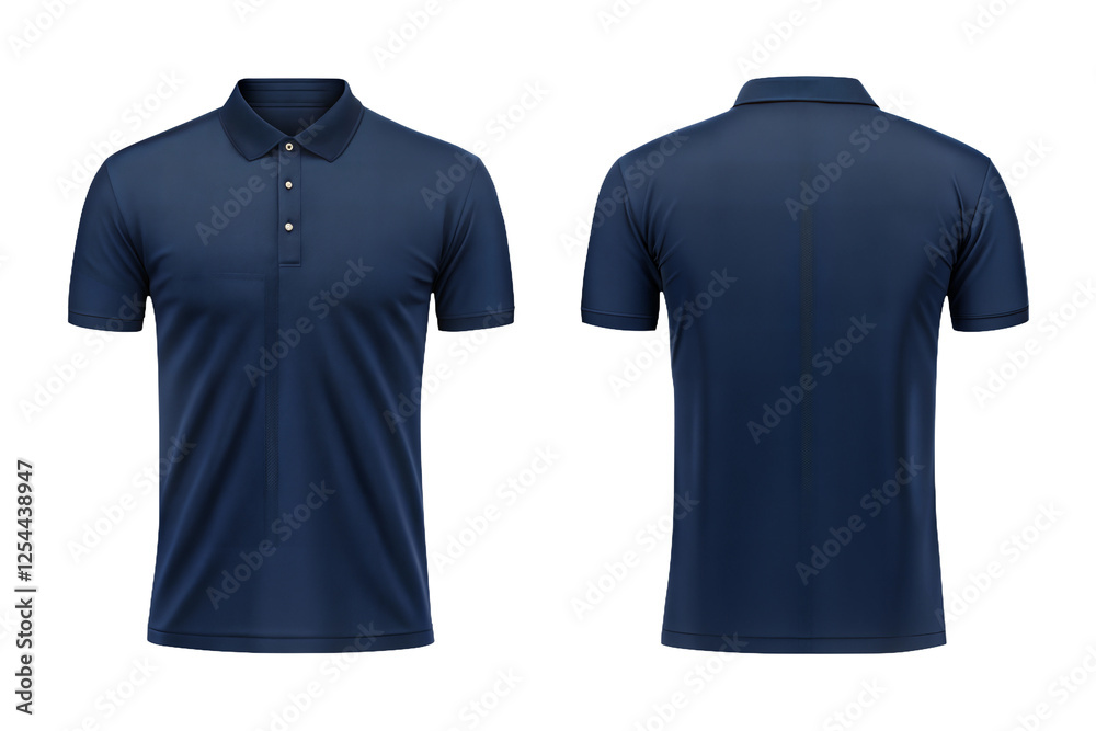 navy blue blank polo shirt front and back view isolated on transparent ...