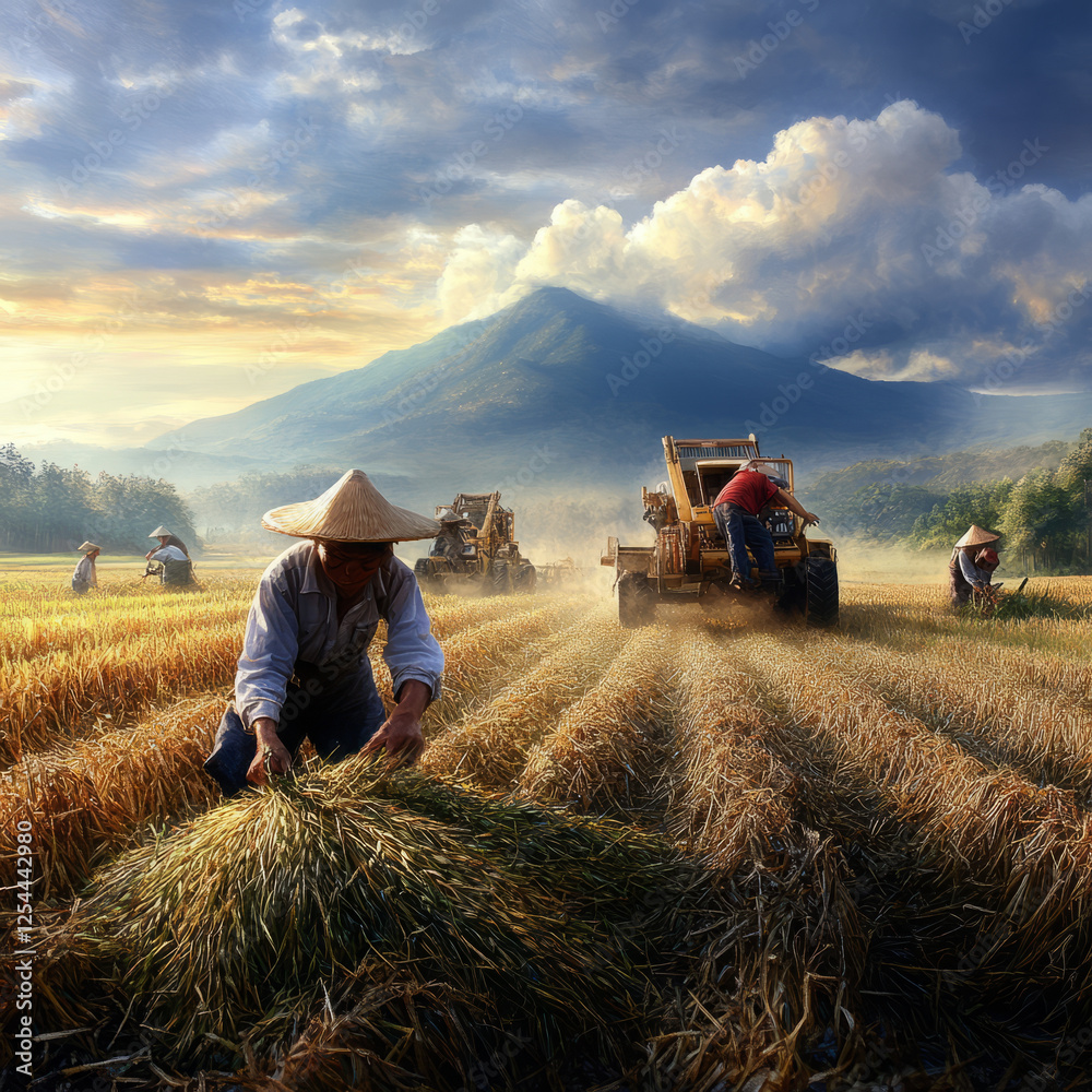 Harvesting Rice in the Philippines: A breathtaking landscape captures ...